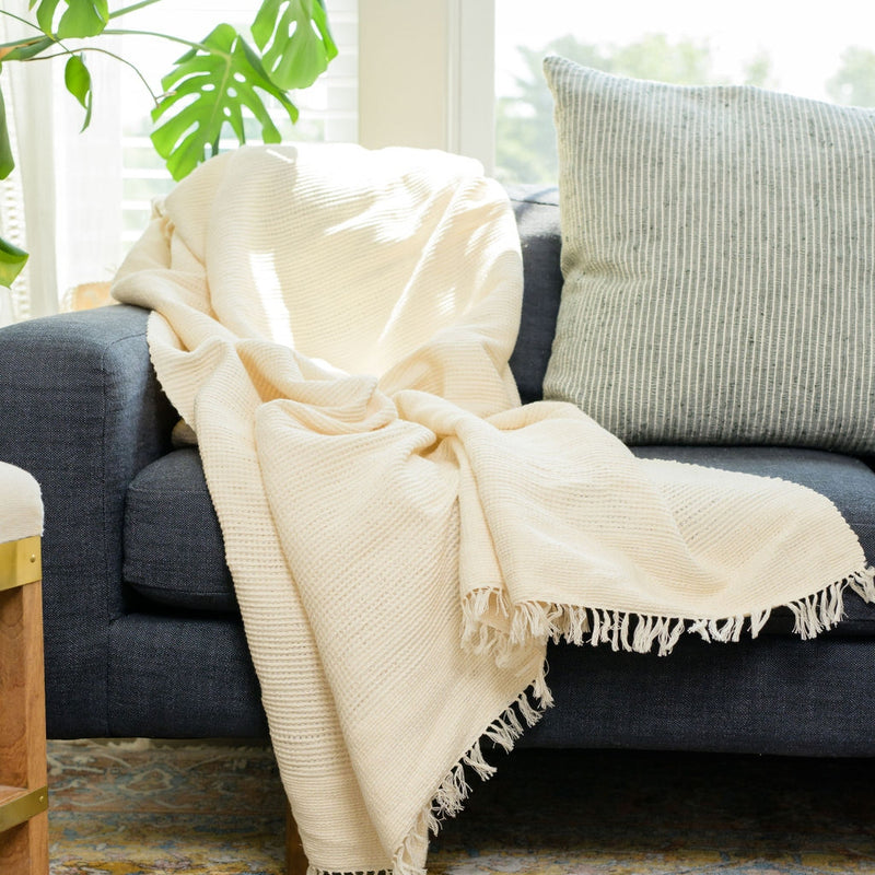Slub Waffle Throw - Deep Sea - Thistle Farms